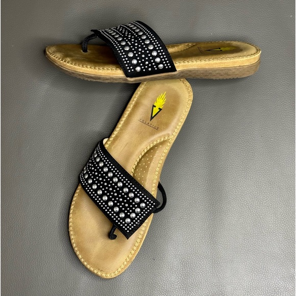 Volatile | Shoes | Volatile Black And Silver Studded Asymmetrical ...